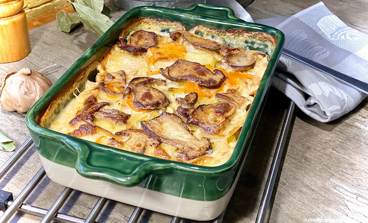 Gratin Dauphinois aux Cèpes et Carottes