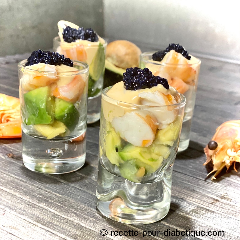 Verrines Avocat Crevette sauce cocktail