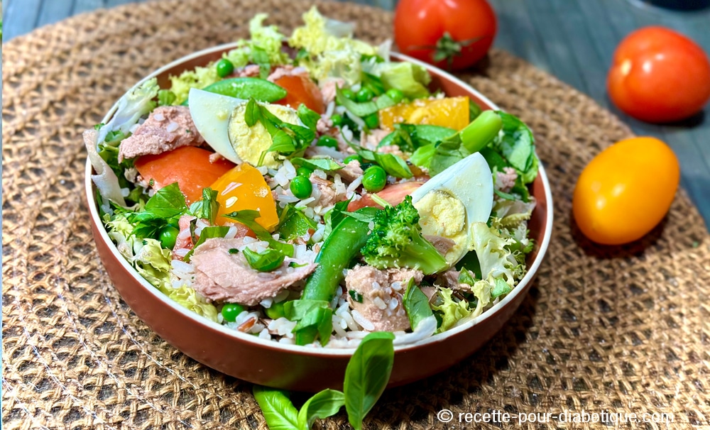 Salade de Riz au Thon et légumes verts