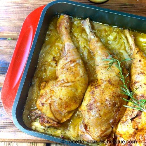 Cuisse de poulet aux oignons confits